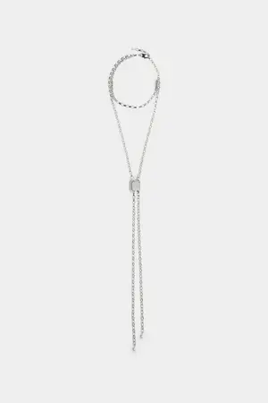 Dsquared2 Dean Dan Double Chain Necklace With Engraved Lock Pendants