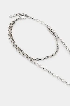 Dsquared2 Dean Dan Double Chain Necklace With Engraved Lock Pendants