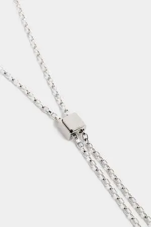 Dsquared2 Dean Dan Double Chain Necklace With Engraved Lock Pendants