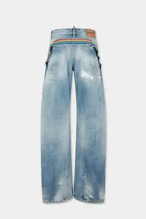 Dsquared2 Loose Twist Jeans With Rainbow Stripes