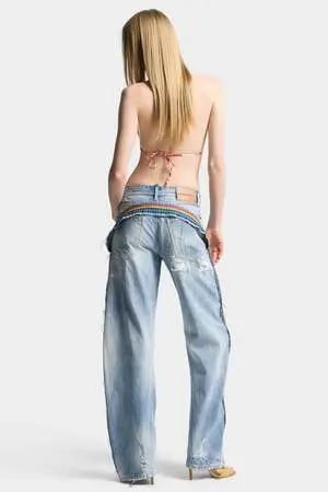 Dsquared2 Loose Twist Jeans With Rainbow Stripes