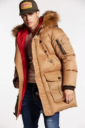 Dsquared2 Down Puffer Parka With Fur Trimmed Hood