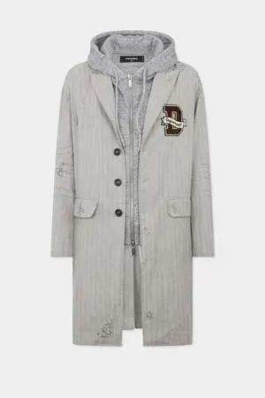 Dsquared2 Long Hooded Coat With Distressed Finish - Fantasy