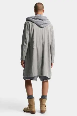 Dsquared2 Long Hooded Coat With Distressed Finish