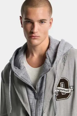 Dsquared2 Long Hooded Coat With Distressed Finish
