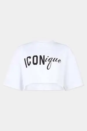 Dsquared2 Iconique Cropped Loose Fit T-shirt - White