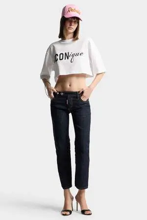 Dsquared2 Iconique Cropped Loose Fit T-shirt