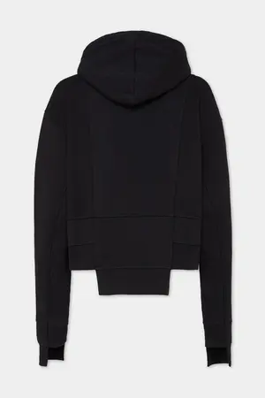 Dsquared2 Black Icon Patchwork Cropped Hoodie