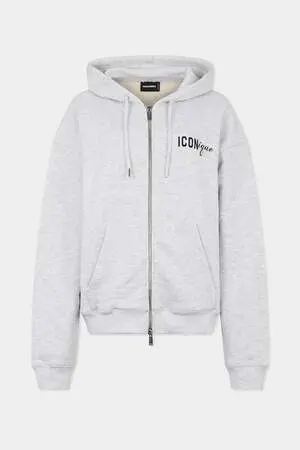 Dsquared2 Iconique Boyfriend Fit Zipped Hoodie - Grey