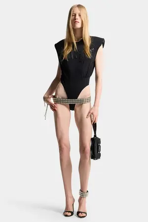 Dsquared2 Iconique Logo Cotton Bodysuit - Black