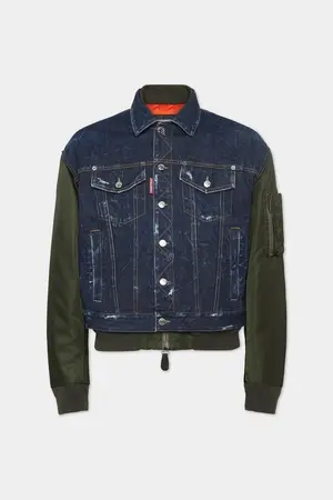 Dsquared2 Hybrid Denim Bomber Jacket - Blue