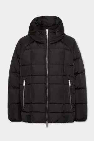 Dsquared2 Quilted Down Jacket With Drawstring Hood And Hem - Black