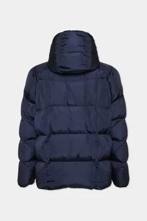 Dsquared2 Quilted Down Jacket With Drawstring Hood And Hem - Blue