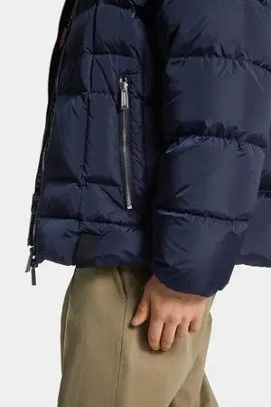 Dsquared2 Quilted Down Jacket With Drawstring Hood And Hem - Blue