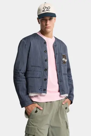 Dsquared2 Distressed Raw-cut Collarless Jacket
