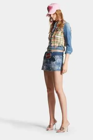 Dsquared2 Medium Wash Distressed Denim Mini Skirt