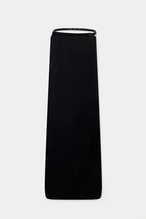 Dsquared2 Wrap Skirt In Granité Wool With Leather Straps