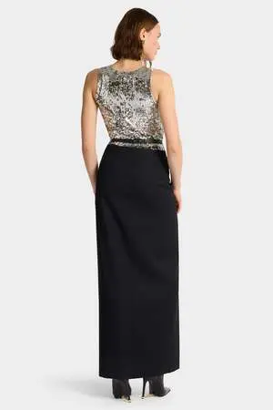 Dsquared2 Wrap Skirt In Granité Wool With Leather Straps
