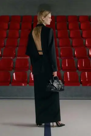 Dsquared2 Wrap Skirt In Granité Wool With Leather Straps