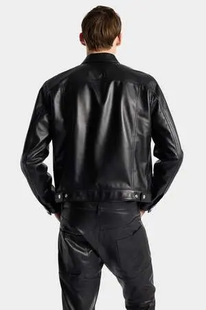 Dsquared2 Leather Boxy Jean Jacket