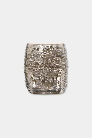 Dsquared2 Chic Night All Over Paillettes Skirt - Silver