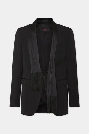 Dsquared2 Wool Blazer With Tassel Scarf