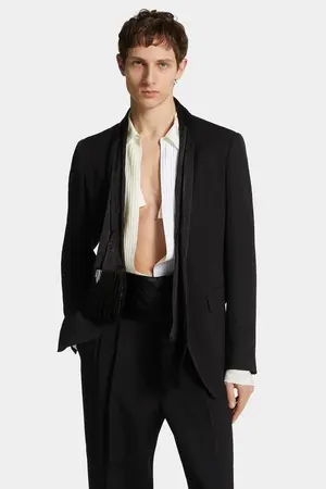 Dsquared2 Wool Blazer With Tassel Scarf
