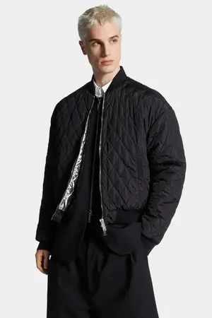 Dsquared2 Mixed Bomber And Wool Insert Jacket