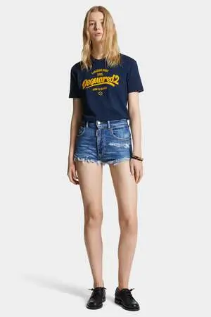 Dsquared2 Medium Wash High Waist Hot Pant