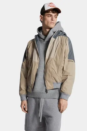 Dsquared2 Color-blocked Hooded Bomber Jacket