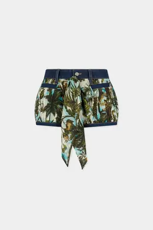Dsquared2 Monkey Business Denim Mix Balloon Hot Pants - Blue