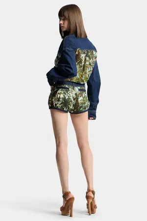 Dsquared2 Monkey Business Denim Mix Balloon Hot Pants - Blue