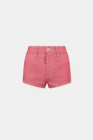 Dsquared2 Oxford Denim High Waisted Hot Pants - Red