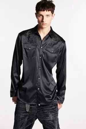Dsquared2 Embellished Satin Shirt - Black
