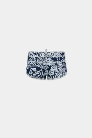Dsquared2 Rebel Hibiscus Dark Flower Wash Denim Shorts