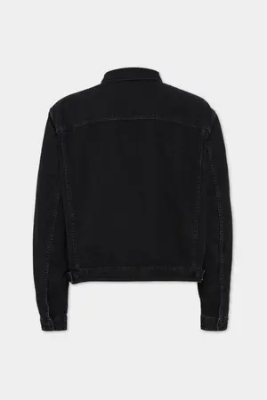 Dsquared2 Oversized Denim Jacket With Leather Pocket Detail