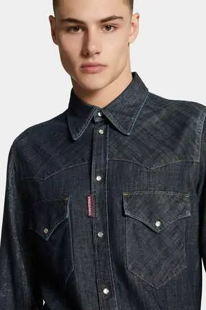 Dsquared2 Denim Lurex Fashion Western Shirt