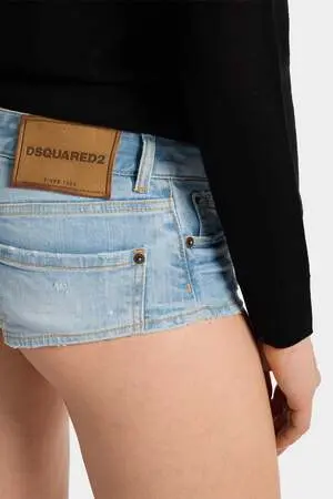 Dsquared2 Bleached Stretch Denim Hot Pants