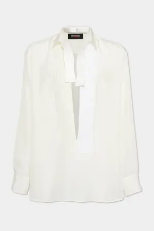 Dsquared2 Magliano X Silk Tux Notch Shirt - Beige