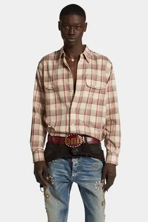 Dsquared2 Dean Vintage Checked Shirt With Lamé Yarn