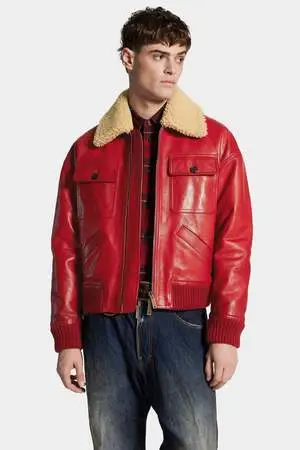 Dsquared2 Leather Aviator Bomber