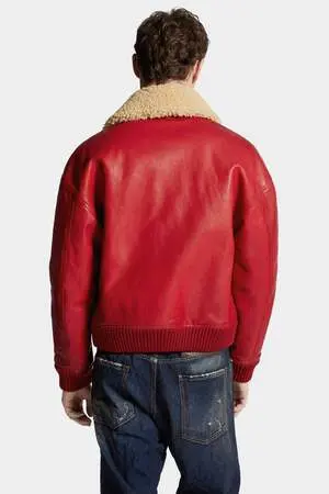 Dsquared2 Leather Aviator Bomber