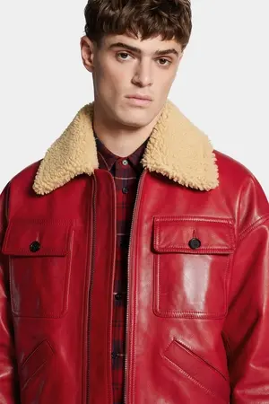 Dsquared2 Leather Aviator Bomber