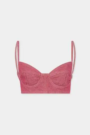 Dsquared2 Oxford Denim Bra Top - Red