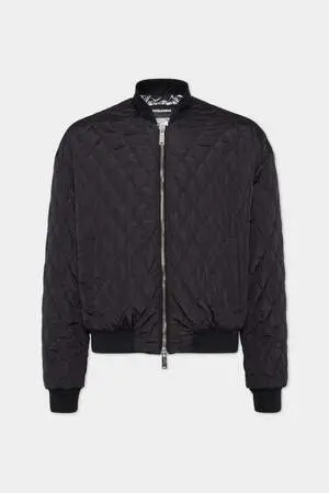 Dsquared2 Quilted Bomber Jacket With Logo Detail - Black