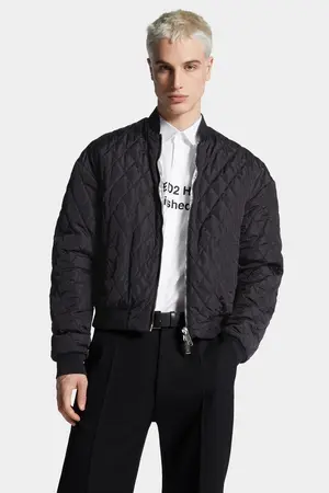 Dsquared2 Quilted Bomber Jacket With Logo Detail