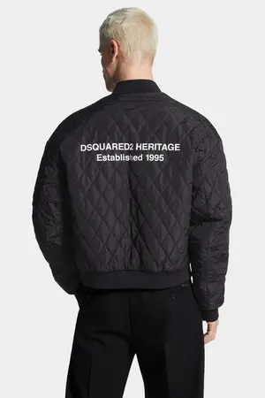 Dsquared2 Quilted Bomber Jacket With Logo Detail