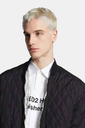 Dsquared2 Quilted Bomber Jacket With Logo Detail
