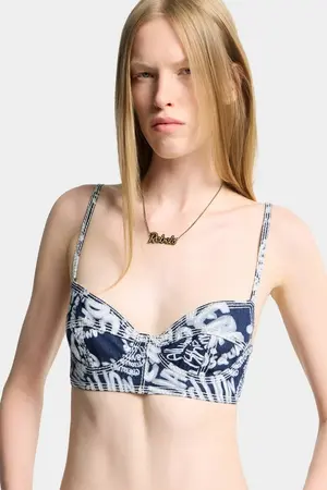 Dsquared2 Rebel Hibiscus Dark Flower Wash Tiki Bra