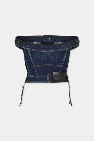 Dsquared2 Dark Wash Denim Off-the-shoulder Top - Blue